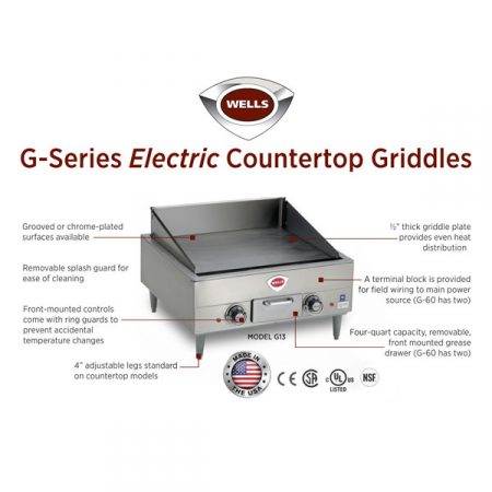 Electric Countertop Griddle | Model G13 | Wells